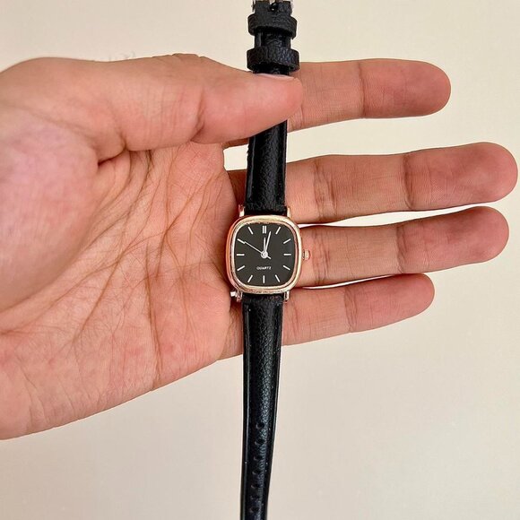 Accessories | 200s Vintage Style Cute Square Black Leather Luxury Watch ...